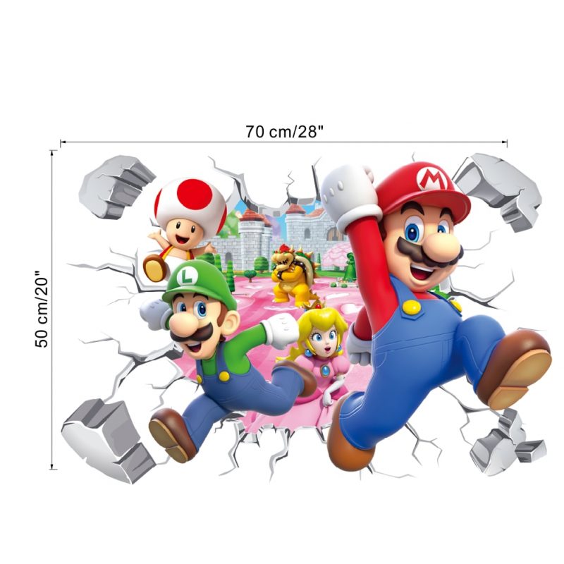 3D Cartoon Mario Bros PVC Wall Stickers Decals kids room Nursery Home ...