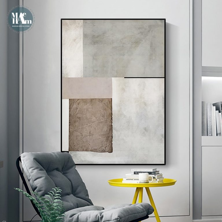 Modern Minimalist Wall Art Canvas Painting Abstract warm color block ...