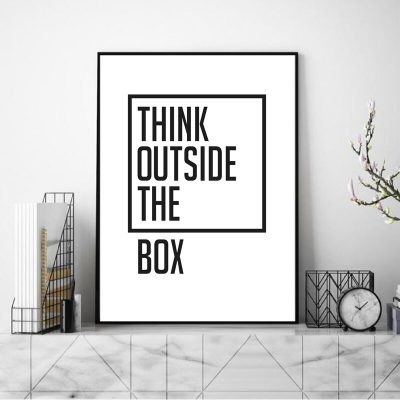 Think Quotes Typography Canvas Painting Black White Wall Art Print ...